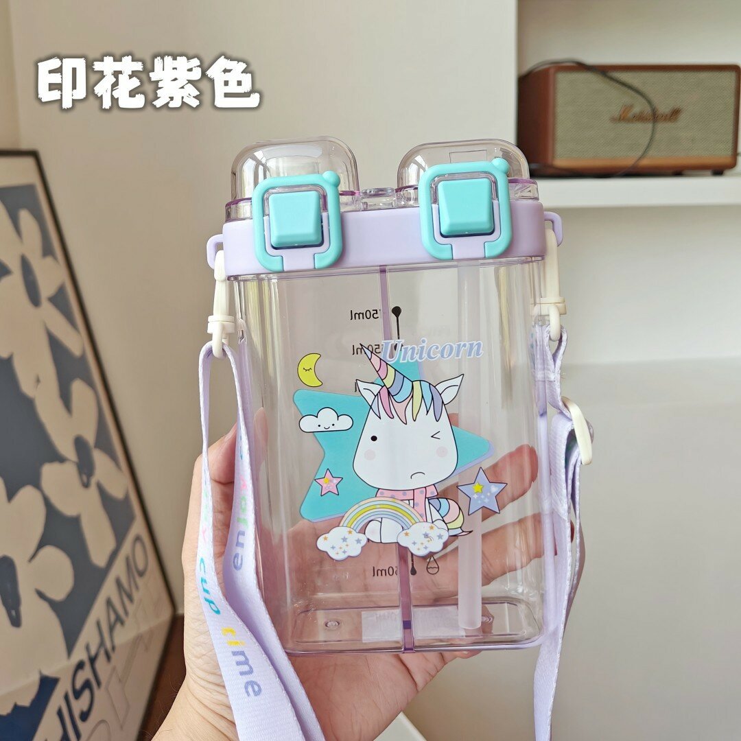 Кружка с двумя отделениями, креативная кружка с трубочкой, студенческая кружка, детская пластиковая кружка с трубочкой оптом