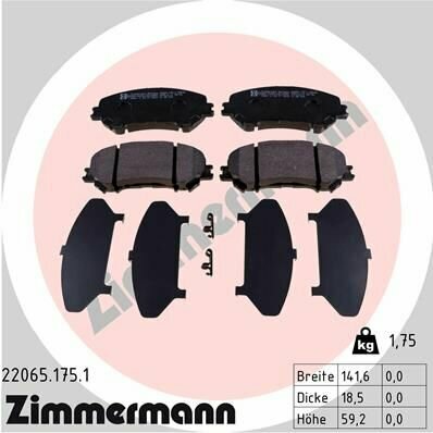 Колодки тормозные передние NIS QASHQAI IIXTRAIL 13 ZIMMERMANN 220651751