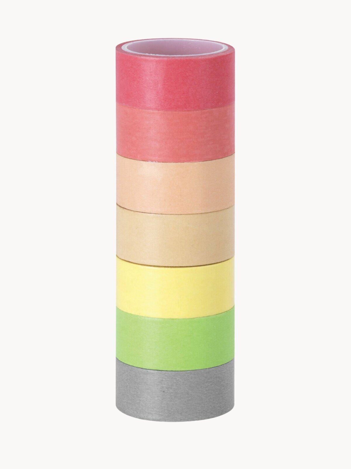 Скотч декоративный для скрапбукинга цветной для декора Пастель, 7 теплых цветов, 15 мм х 3 м, рисовая бумага, Остров Сокровищ, 661700