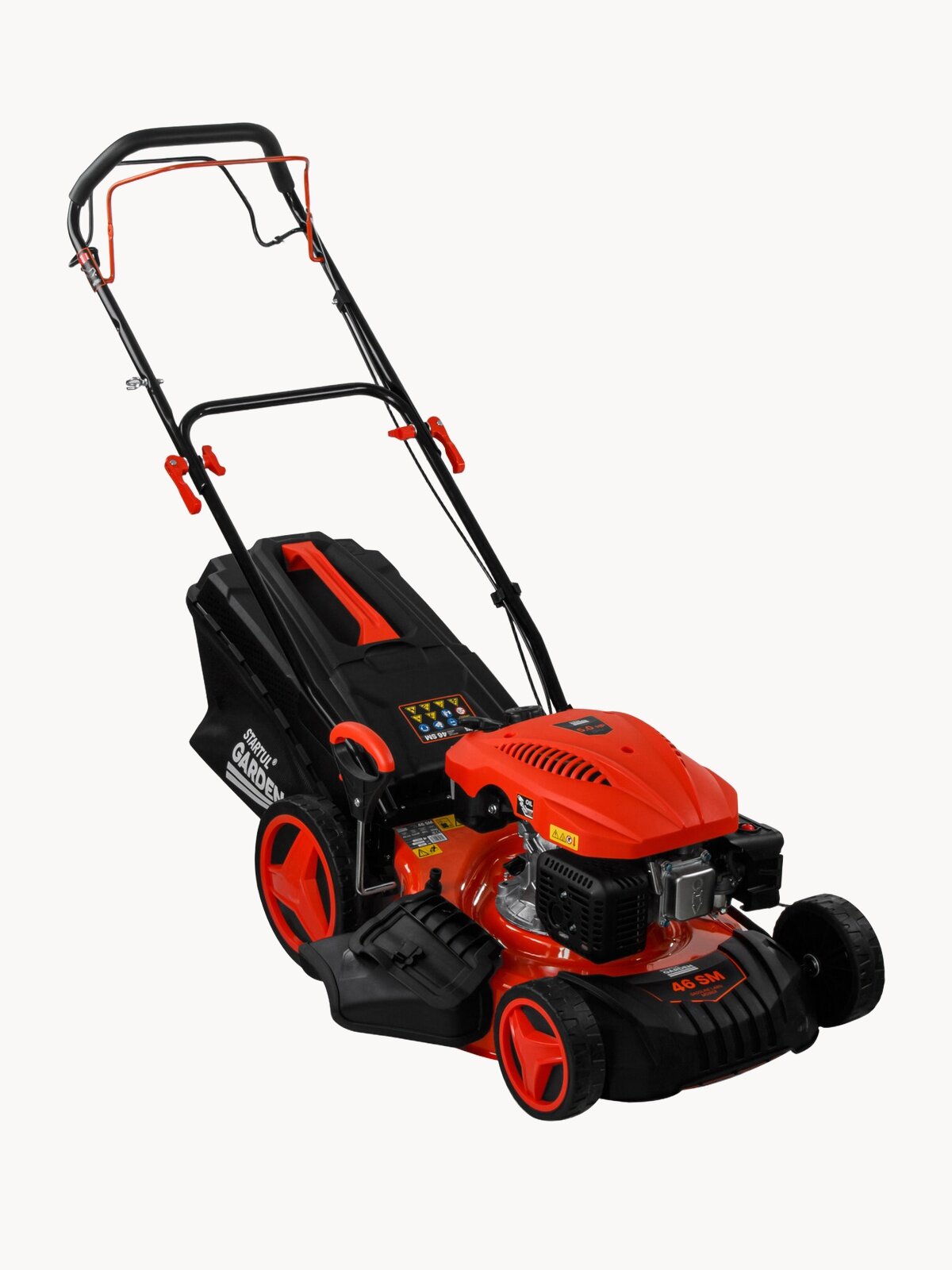 Газонокосилка бензиновая STARTUL GARDEN 46 SM самоходная с мульчированием, травосборник 60 л