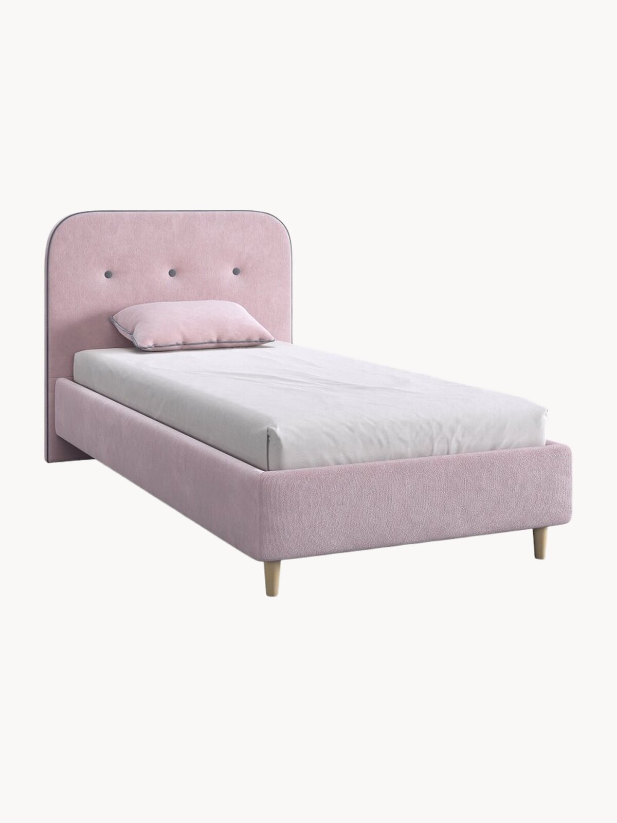 Кровать с основанием "Лео" 90х200 см, цвет Нежно-розовый/графит велюр, Mebelson