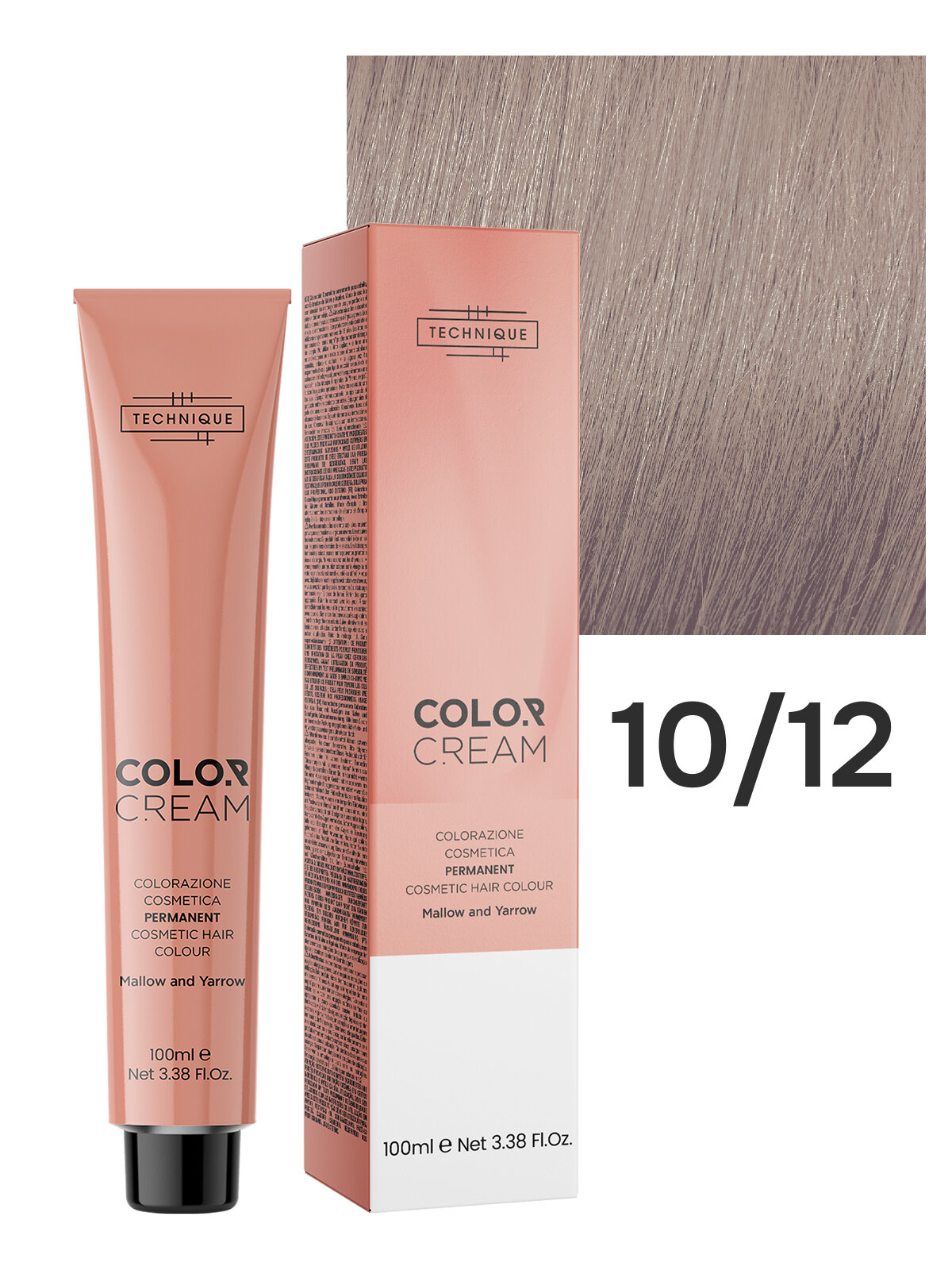 Крем - краска для волос профессиональная Technique Color Cream Permanent Cosmetic Hair Colour 10.12 Светлый блонд Пепельно-перламутровый, 100 мл