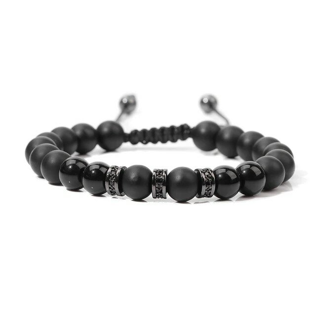 Браслет, гематит, тигровый глаз, оникс