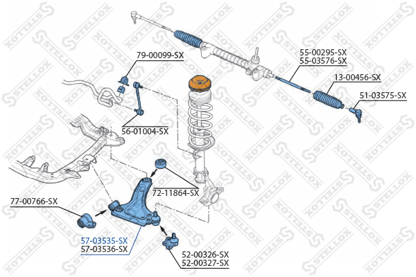 Рычаг нижн. л. Opel Meriva 03> перед лев Stellox 57-03535-SX
