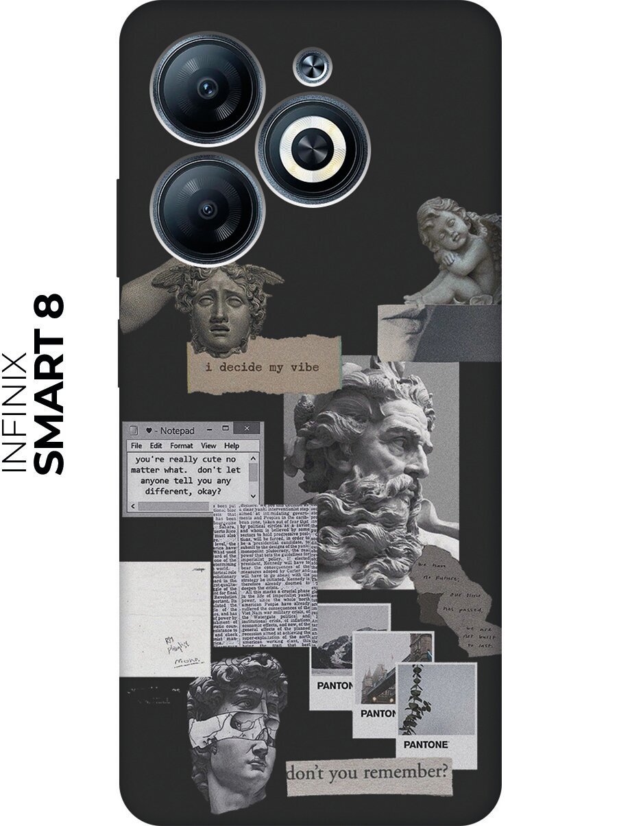 Силиконовый чехол на Infinix Smart 8 / Инфиникс Смарт 8 с рисунком "Antic Stickers" Soft Touch черный