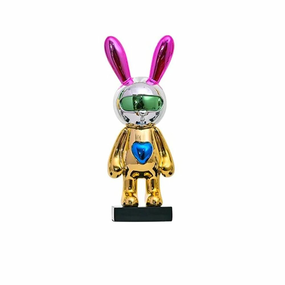 Декоративная статуэтка в виде кролика "Rabbit", золотой с розовыми ушами