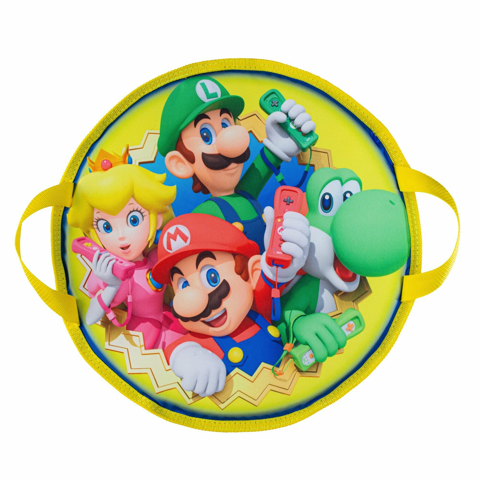 Мягкая круглая одноместная ледянка с ручками 45 см Супер Марио