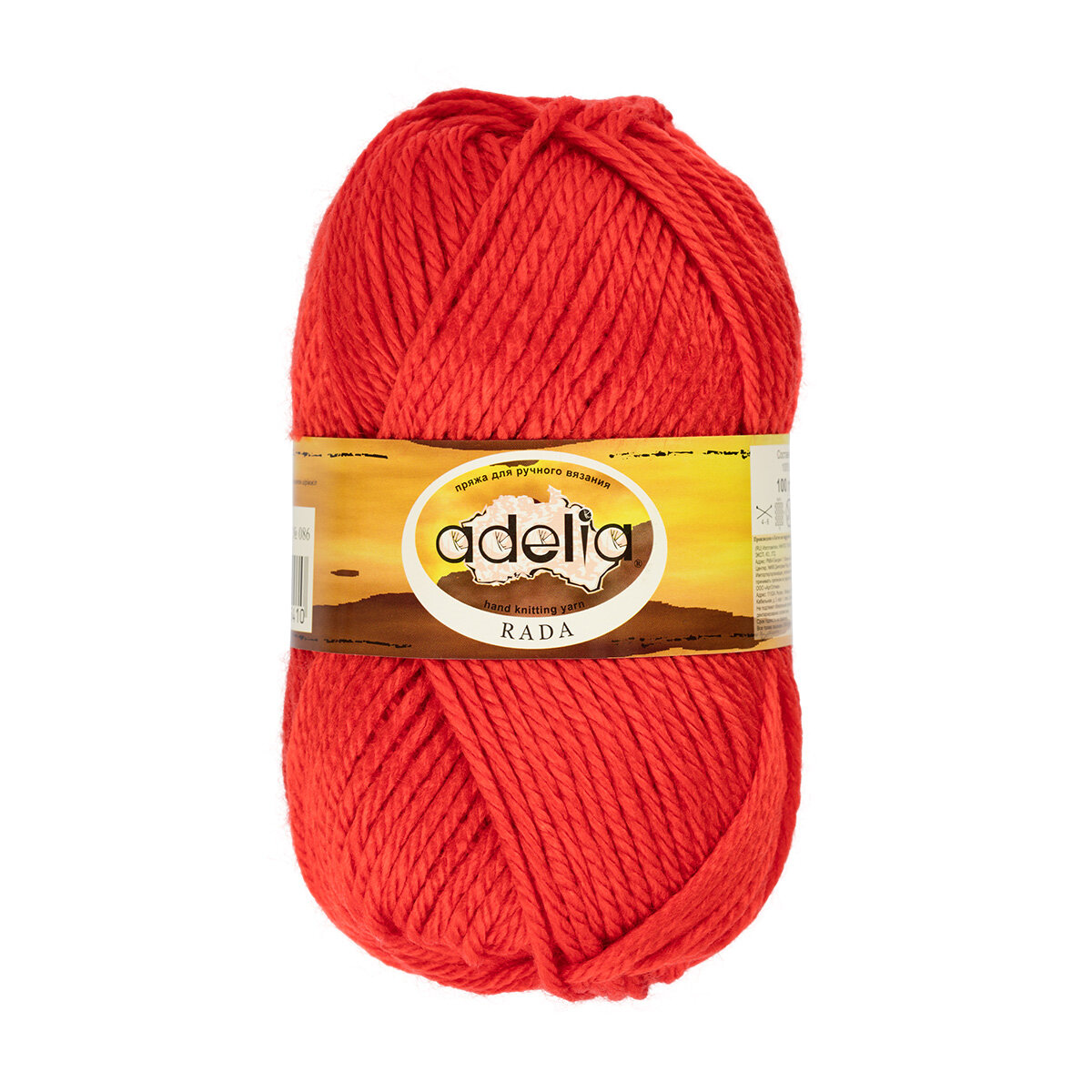 Пряжа ADELIA "RADA" 100% акрил 100 г 80 м №086 яр. красный