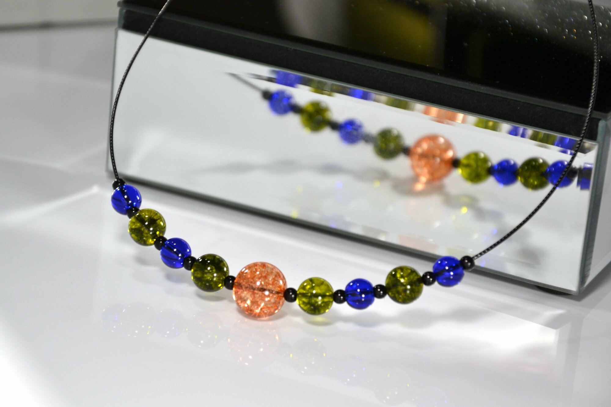 Колье, турмалин, стекло