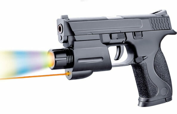 Пистолет (длина 17 см) с фонариком и лазерным прицелом в пак