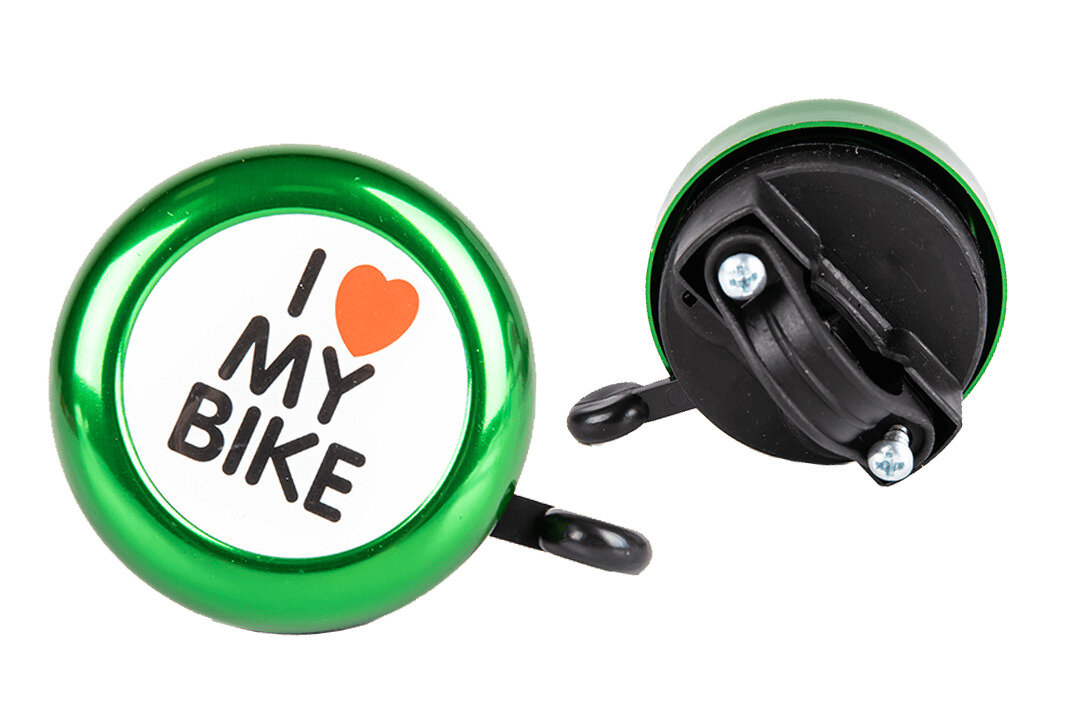 Звонок велосипедный "I love my bike", зеленый 45A-11 1/100 45A-11
