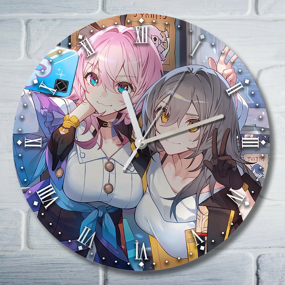 Настенные часы УФ "игры honkai star rail (хонкай, хохо, пом-пом, март 7, кафка) - 10327"