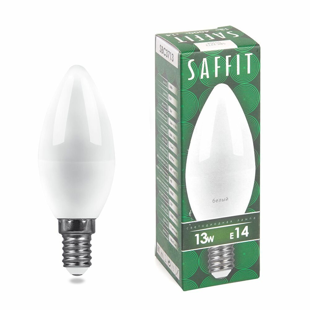 Лампа светодиодная Е14 мощность 13W цвет 4000K белый свет SAFFIT SBC3713 55164 Упаковка 10 штук