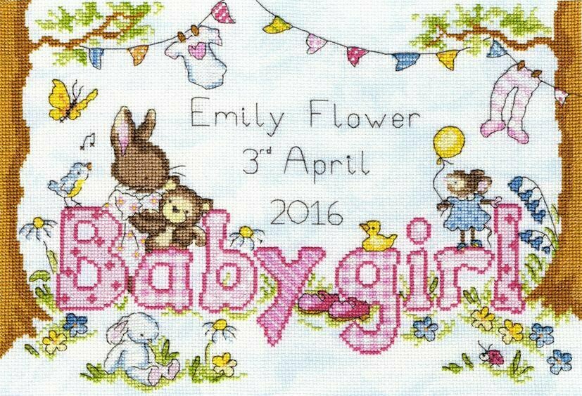 Вышивка Частичная, "Метрика для девочки (Bunny Love Gir)l" 14 Aida Bothy Threads (Великобритания) арт. XKG2