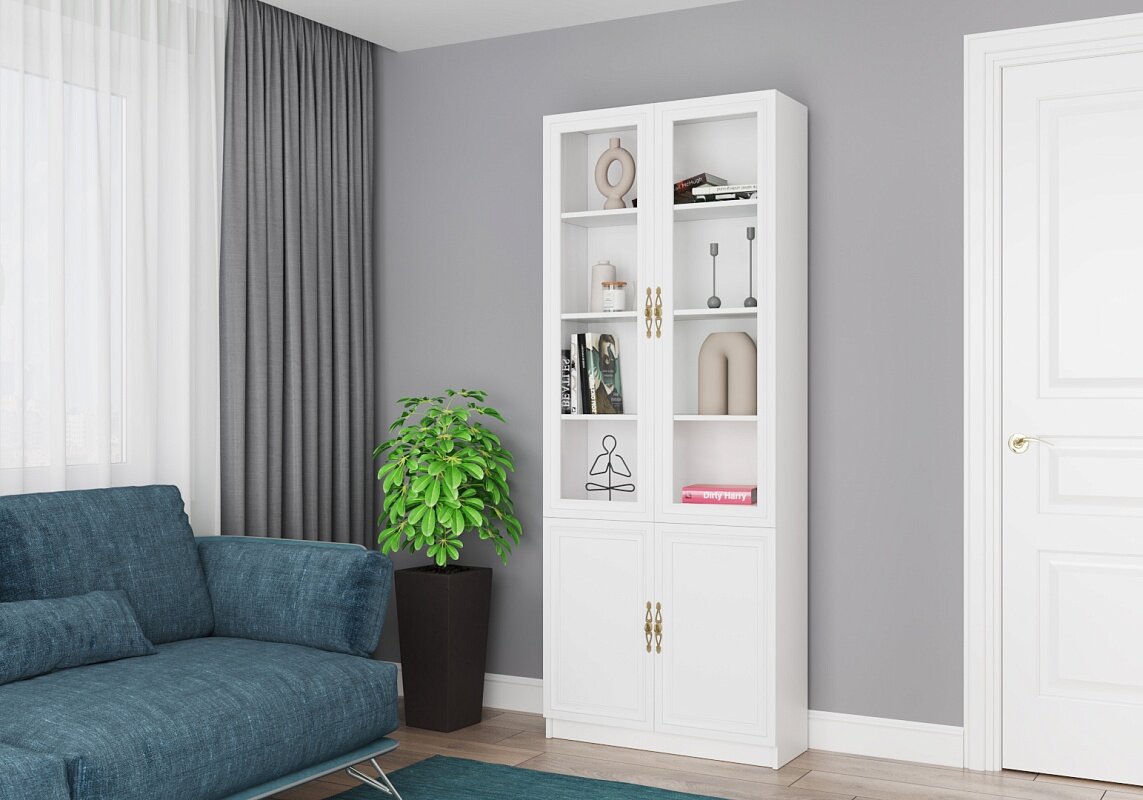 Книжный шкаф МебельЛэнд24 Карлос - 10 Белый 80x29x203