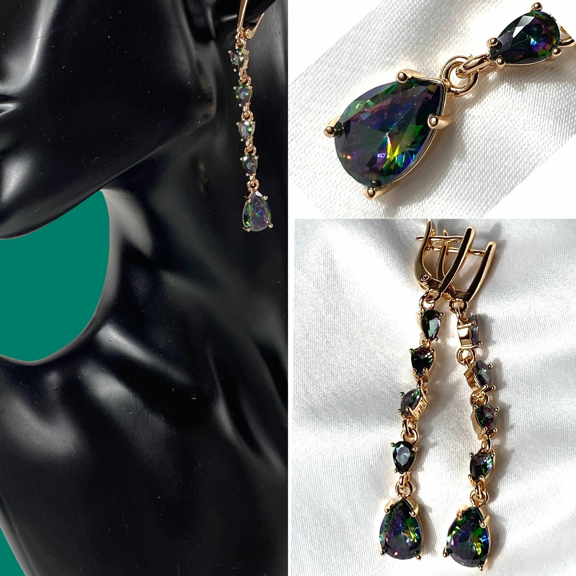 Серьги с подвесками, кристалл