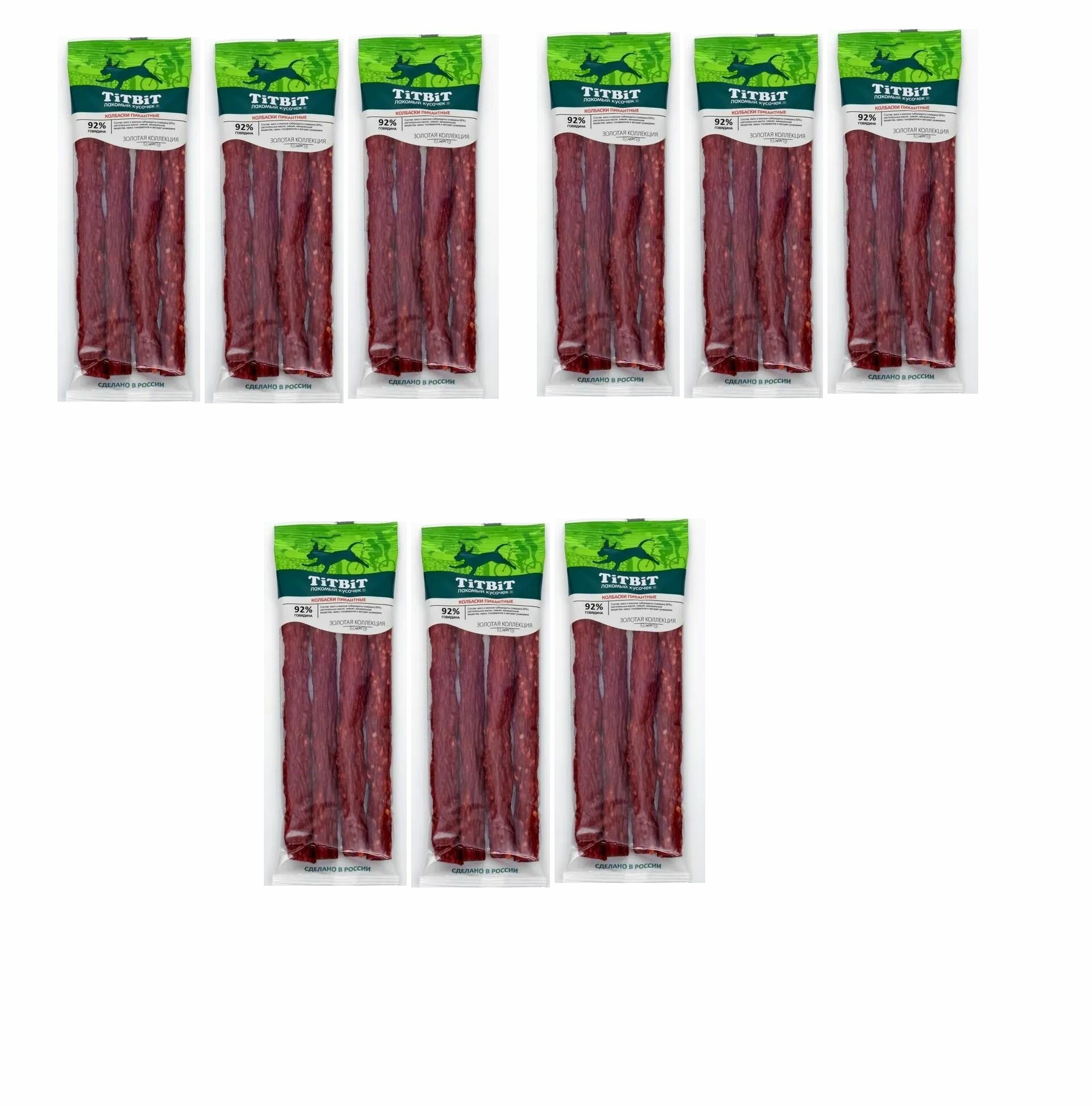 Titbit Золотая коллекция колбаски для собак пикантные, 80 гр, 9 уп