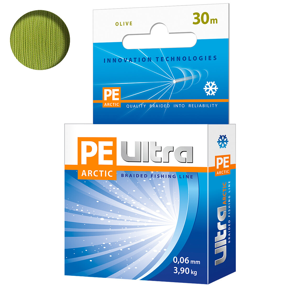 Плетеный шнур для рыбалки AQUA PE ULTRA ARCTIC 0,06mm 30m