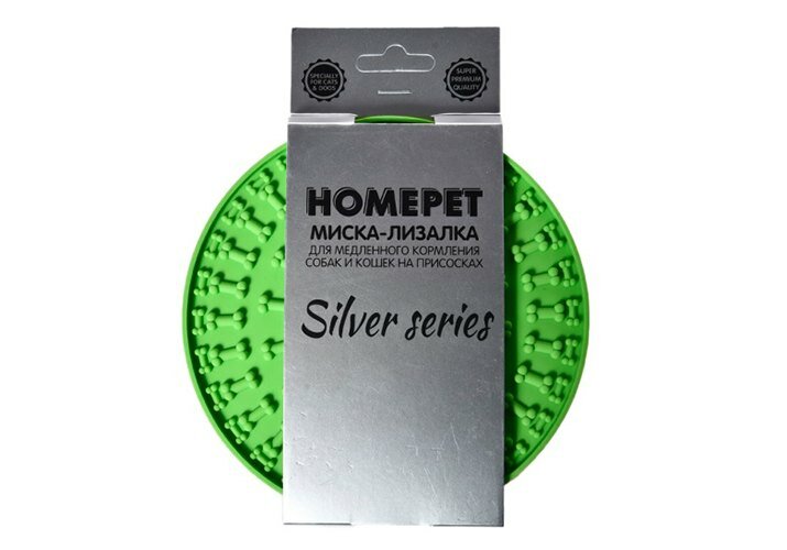 Миска-лизалка HOMEPET, Silver Series, для медленного кормления собак и кошек, на присосках, зеленая