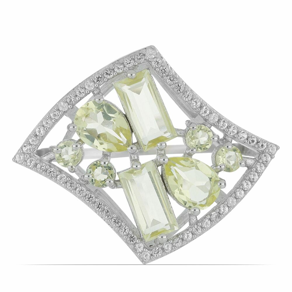 Кольцо тонкое, серебро, 925 проба, родирование, топаз