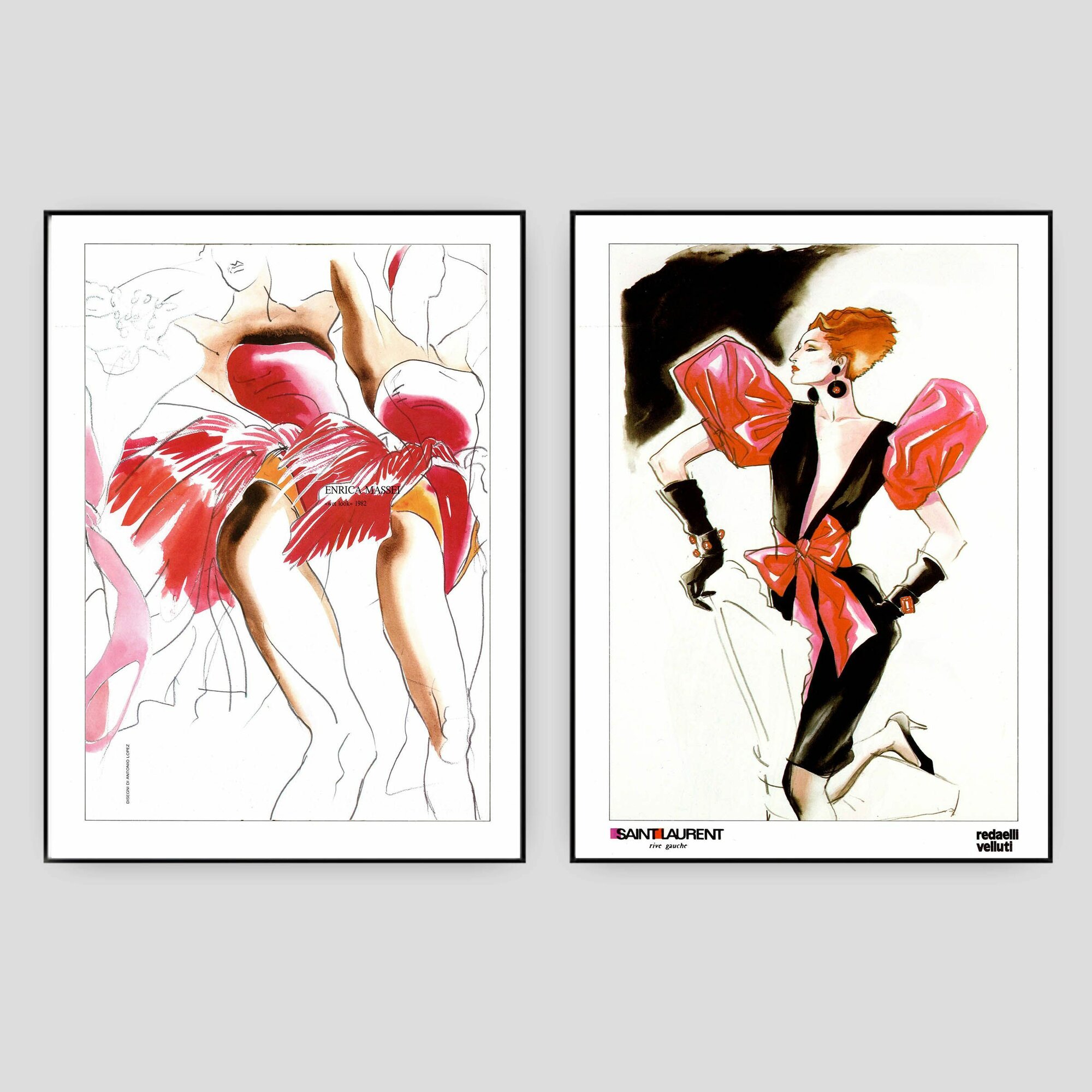 2 постера Женский Портрет размер А3 без рамы, 2 шт / Штрихи Ив Сен Лоран