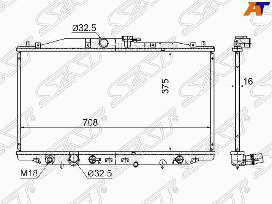 SAT HD0003-CL-2.0 Радиатор Honda Accord 02-08