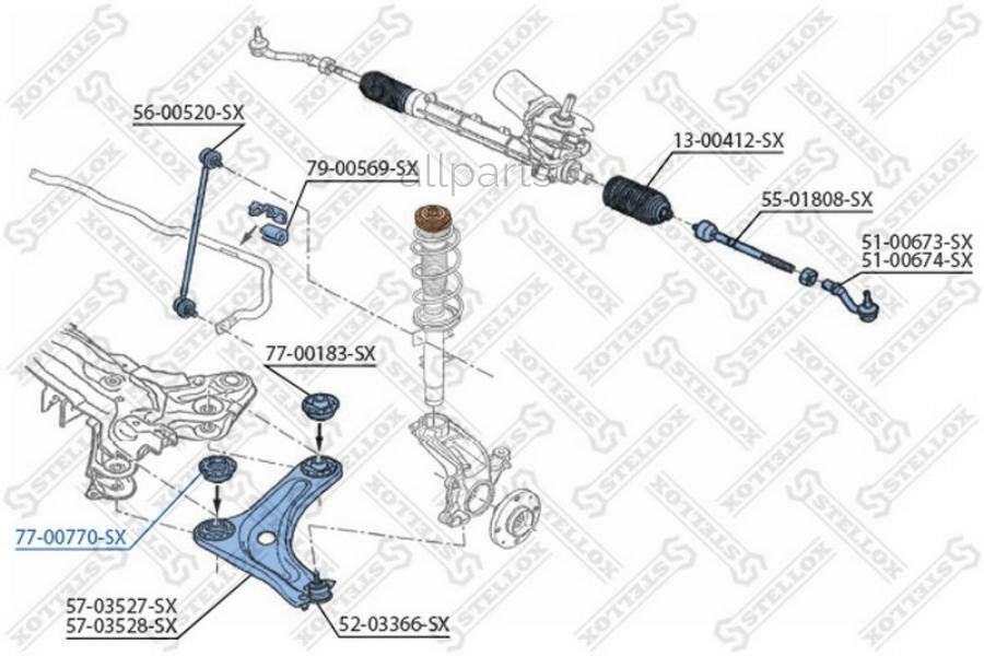 STELLOX 7700770SX сайлентблок рычага передий!\ Citroen C2/C3, Peugeot 1007 02>