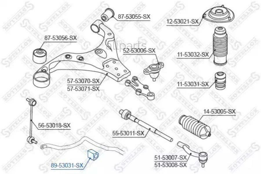 STELLOX 8953031SX втулка стабилизатора переднего центральная!\ KIA Sportage 04>