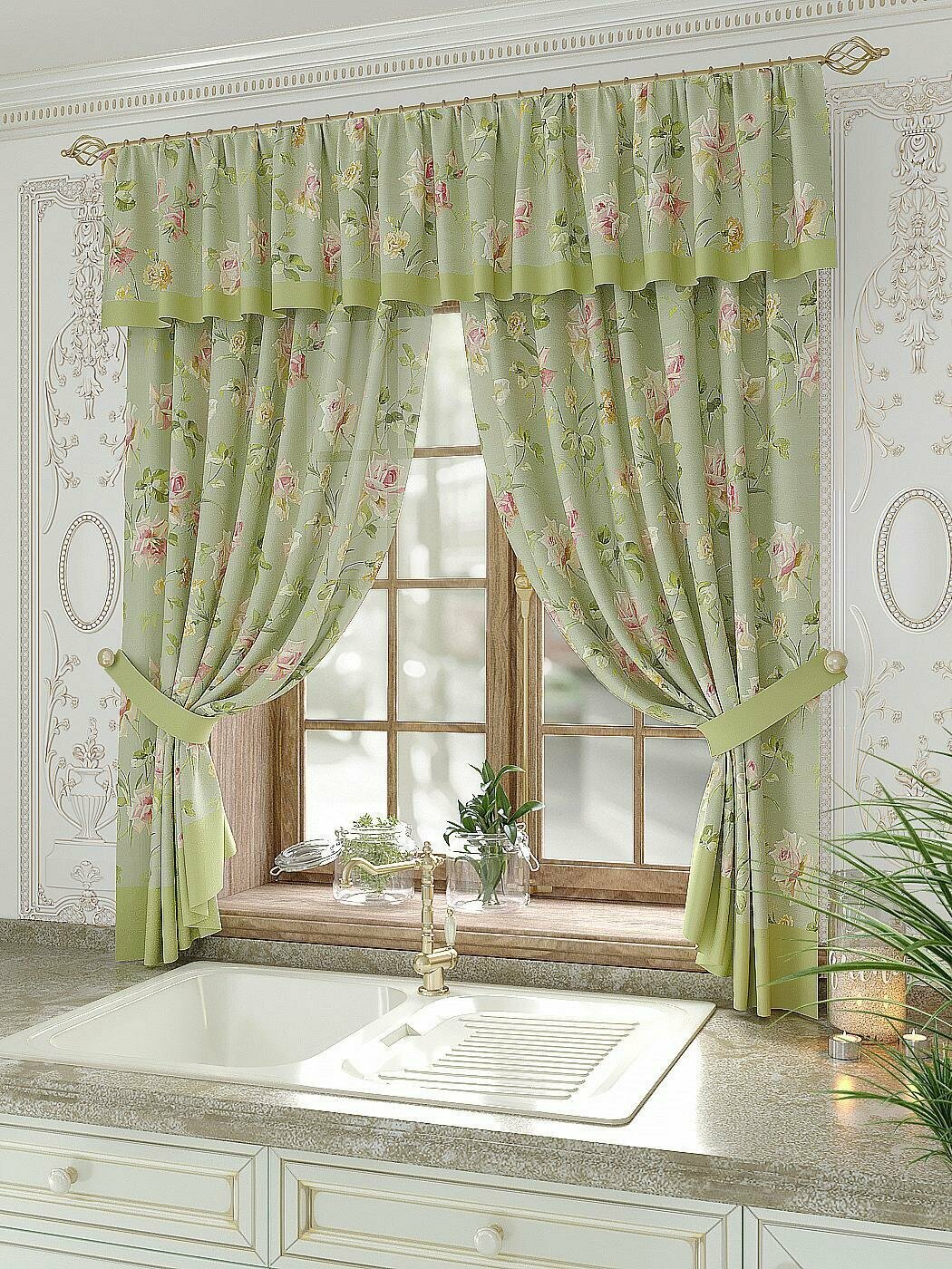 Комплекты штор AT HOME Рилгинс высота 180 см, ширина 150 см, крепление - шторная лента, Бежевый