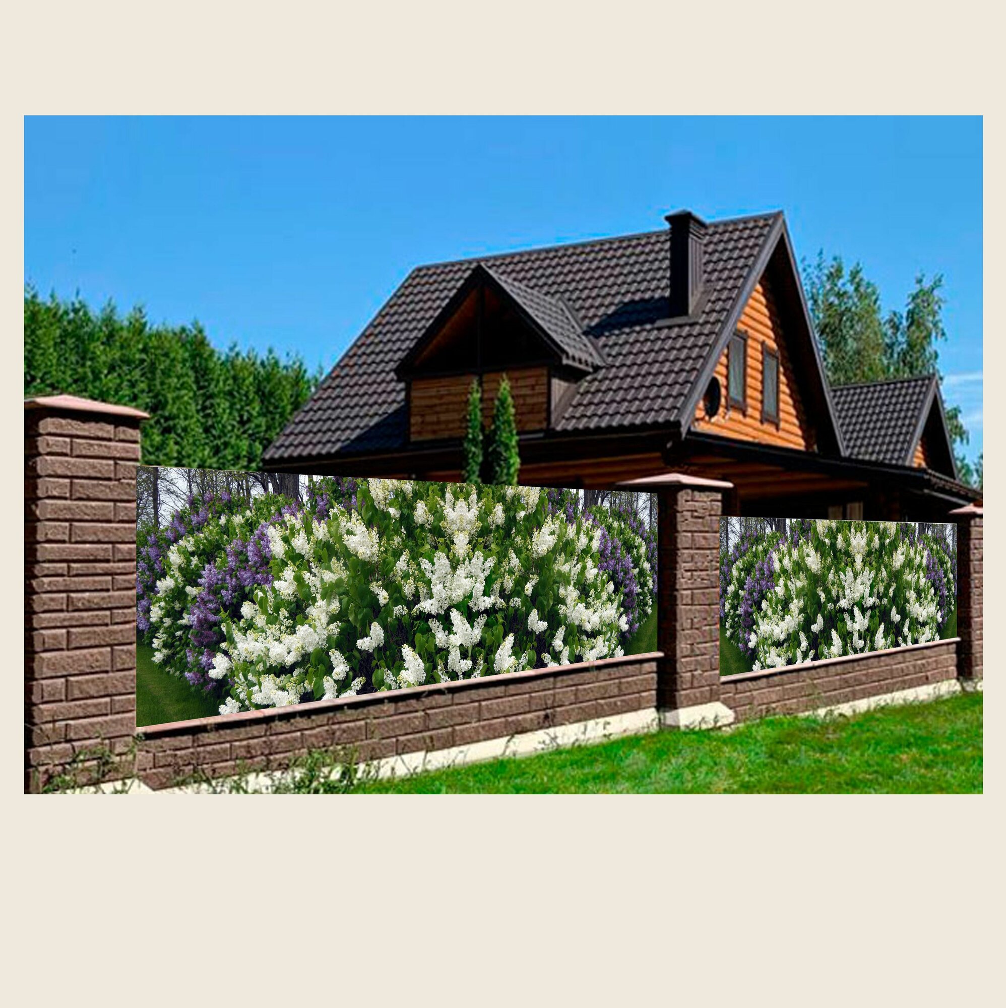 Фотосетка для забора и фасада 3 х 1 м с люверсами / Сирень 1