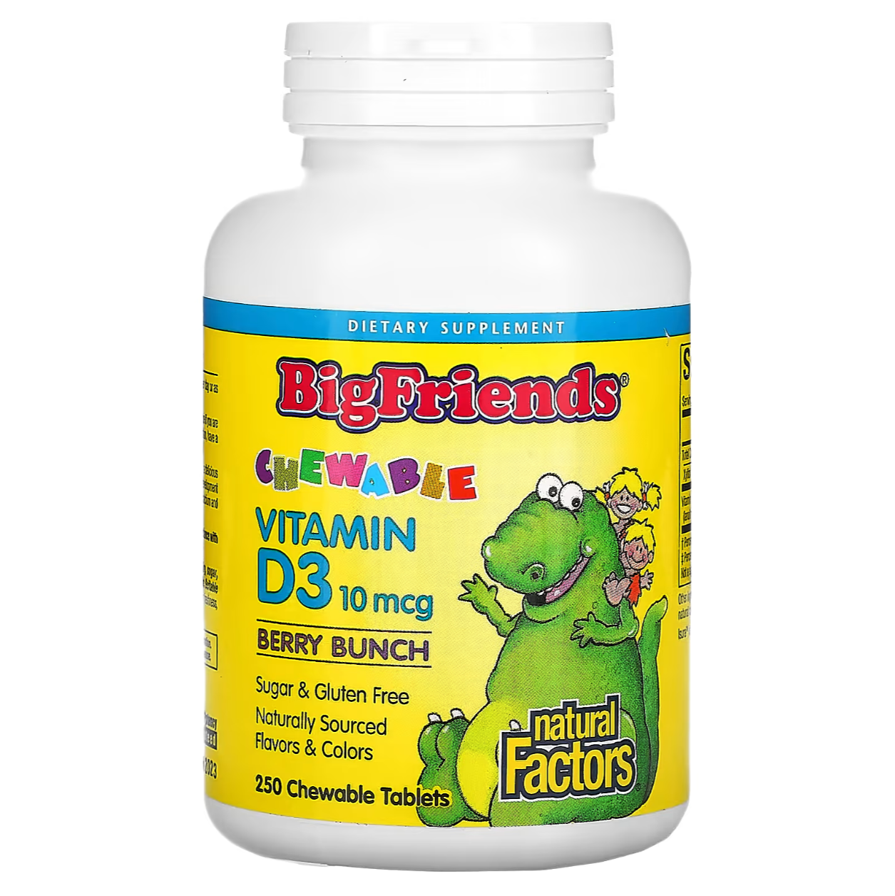 Natural Factors Big Friends Chewable Vitamin D3 таб. жев, 400 МЕ, 120 г, 250 шт, ягодный