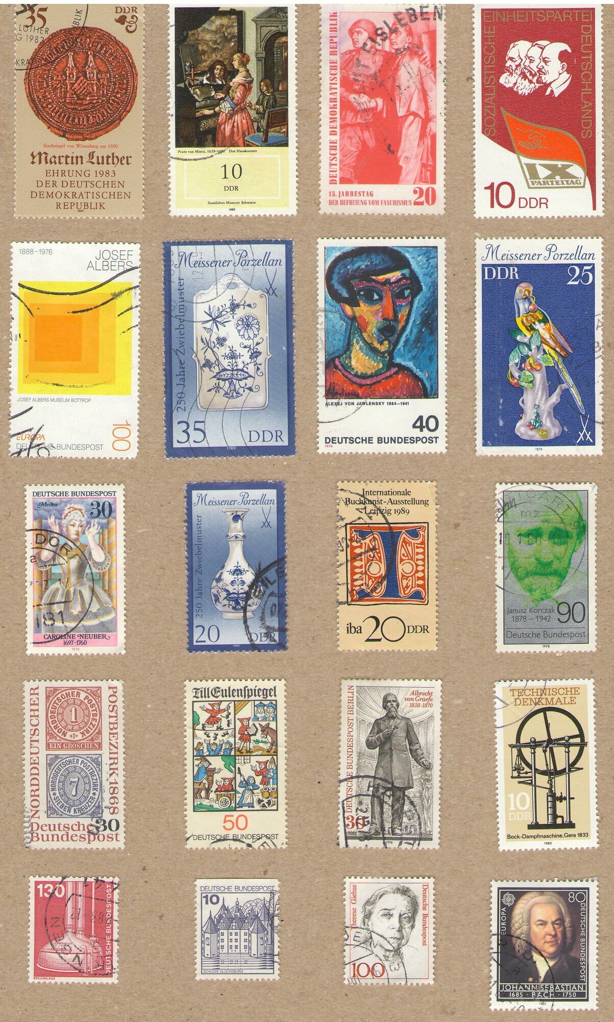 Набор почтовых марок Германии №32, 20 шт, гашёные. В хорошем состоянии.