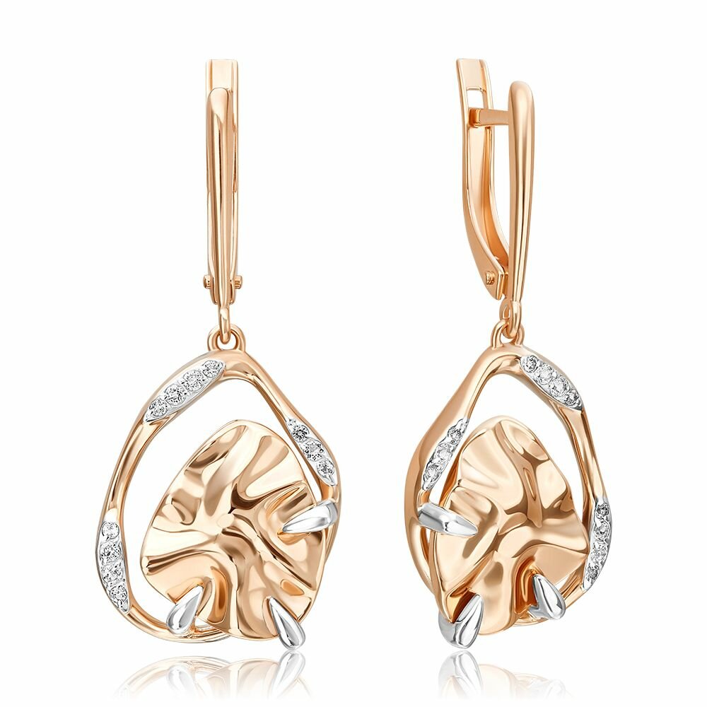 Серьги, красное золото, 585 проба, топаз