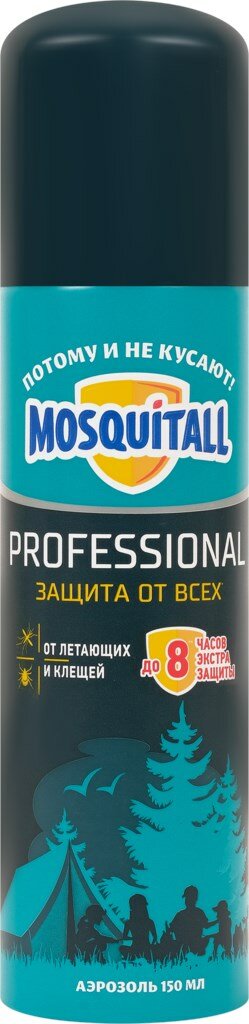 Средство от комаров/клещей/мошек MOSQUITALL Профессиональная защита, 150мл, (1 шт)