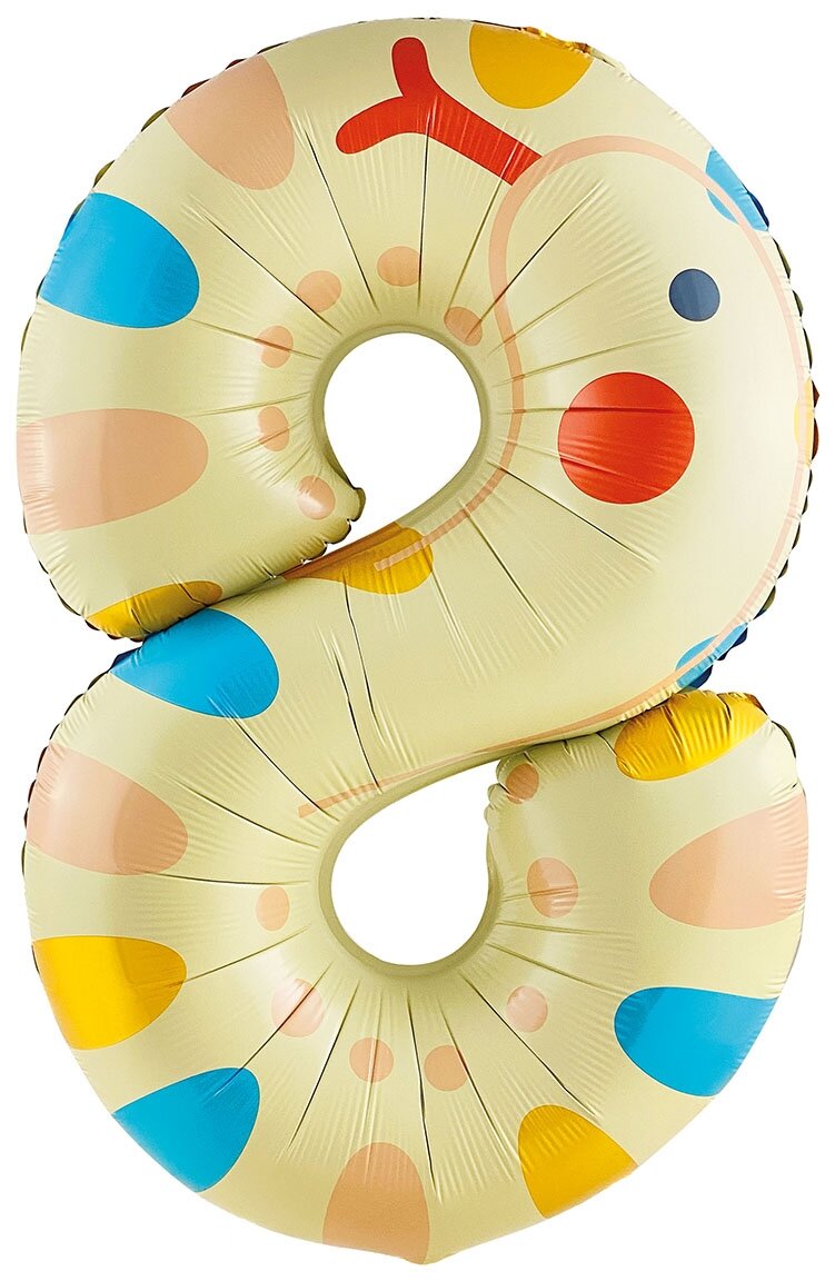 Шар (40'/102 см) Цифра, 8 Зверята, Змея, 1 шт. в уп.