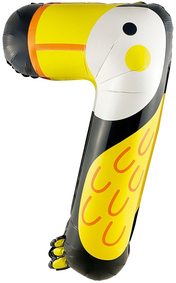 Шар (40'/102 см) Цифра, 7 Зверята, Тукан, 1 шт. в уп.