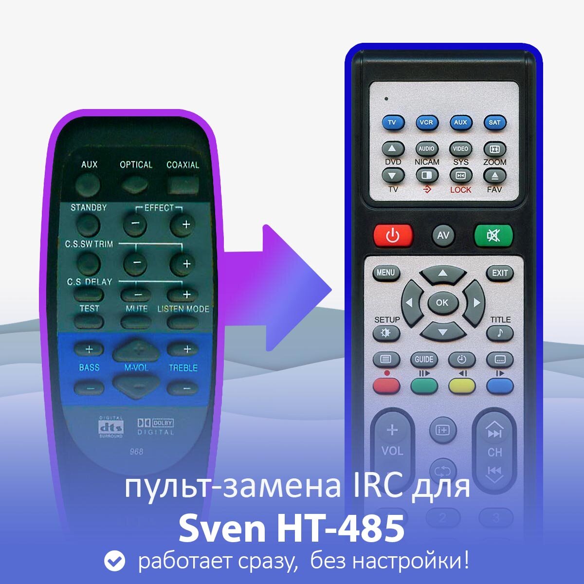 Пульт-замена для Sven HT-485