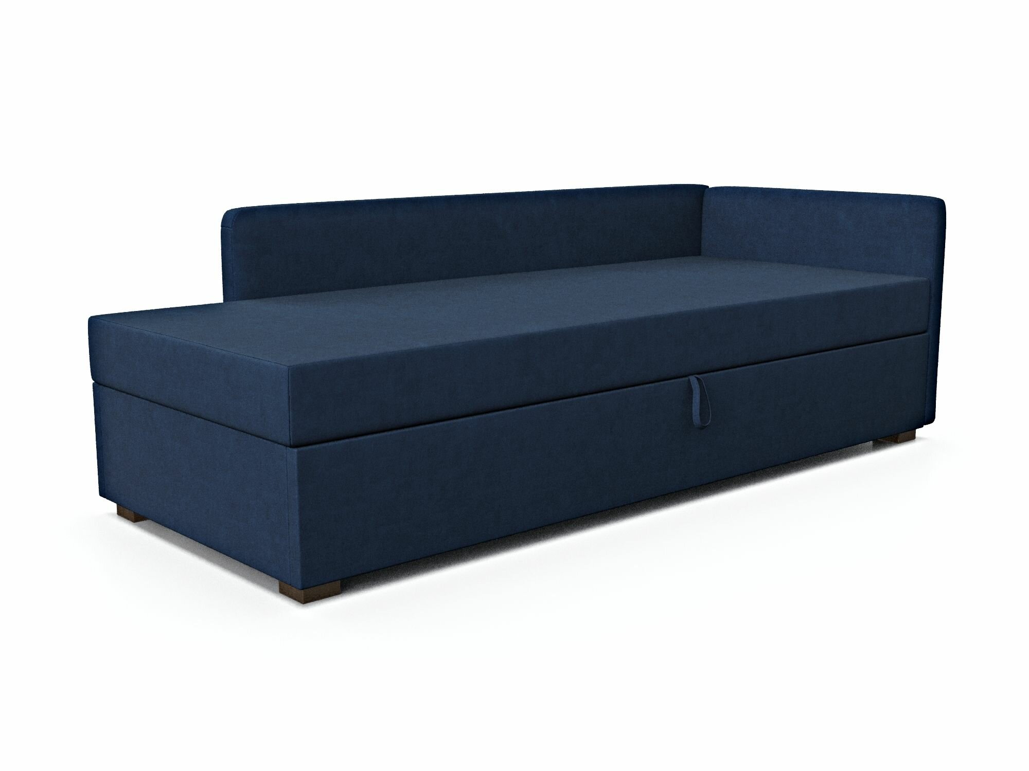 Диван прямой кушетка Arsko Велес правый, синий, велюр, ящик для белья, трехместный, в гостиную, в прихожую, на балкон