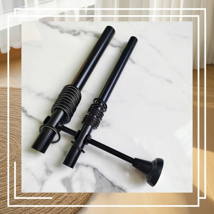 Вилма галерея D25 Целый Металлический карниз 2-й ряд с бесшумными кольцами и крючками без наконечников Черный 300см