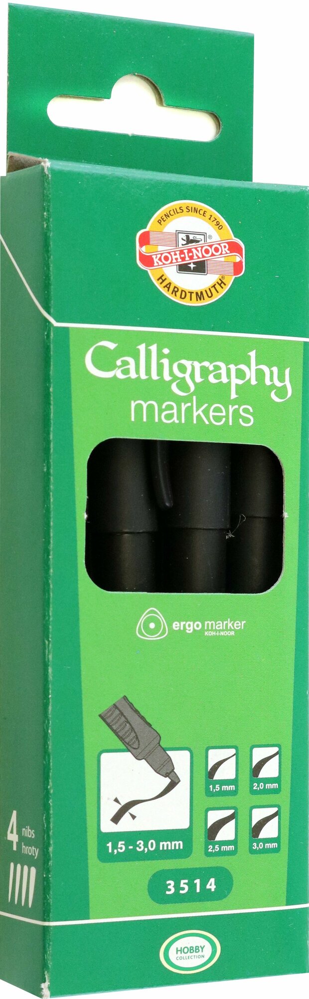 Маркеры для каллиграфии 3514, 4 штуки, скошенные 1-3 мм