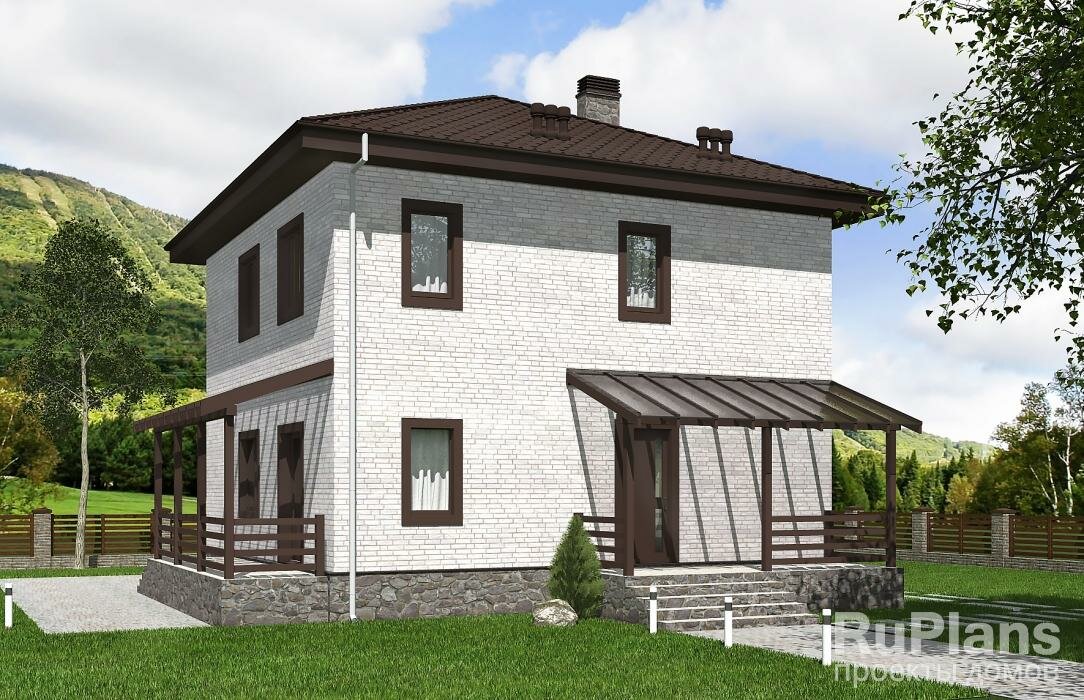 Двухэтажный жилой дом (124 м2, 11м x 11м) Rg5706