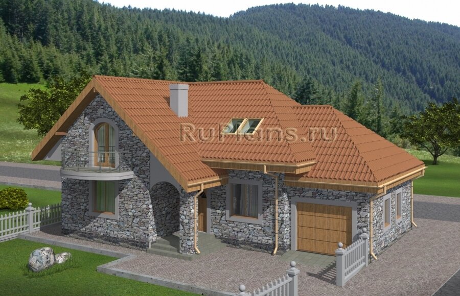 Высокогорный дом с мансардой (171 м2, 15м x 11м) Rg4980