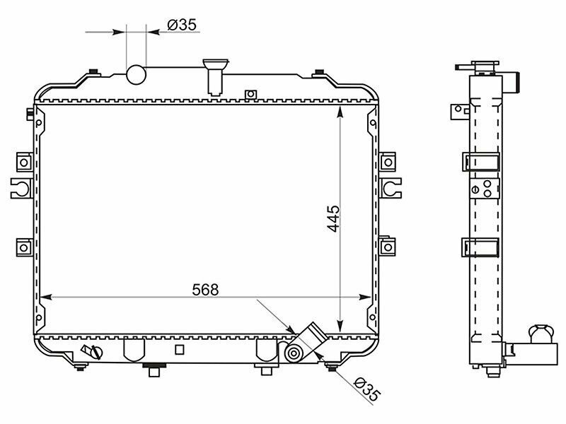 Радиатор охлаждения двигателя для Hyundai Porter, H100 04- / арт. HY00111 / бренд SAT / OEM 253104F110