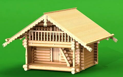 1510 СВ Модель Амбар из деревни Коккойла, Карелия, XIX век Масштаб 1/72