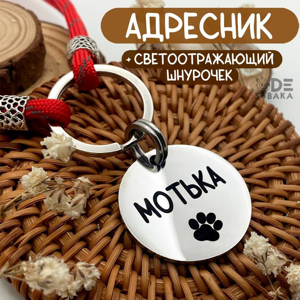 Адресник для собак кошек с гравировкой из нержавеющей стали с шнурочком