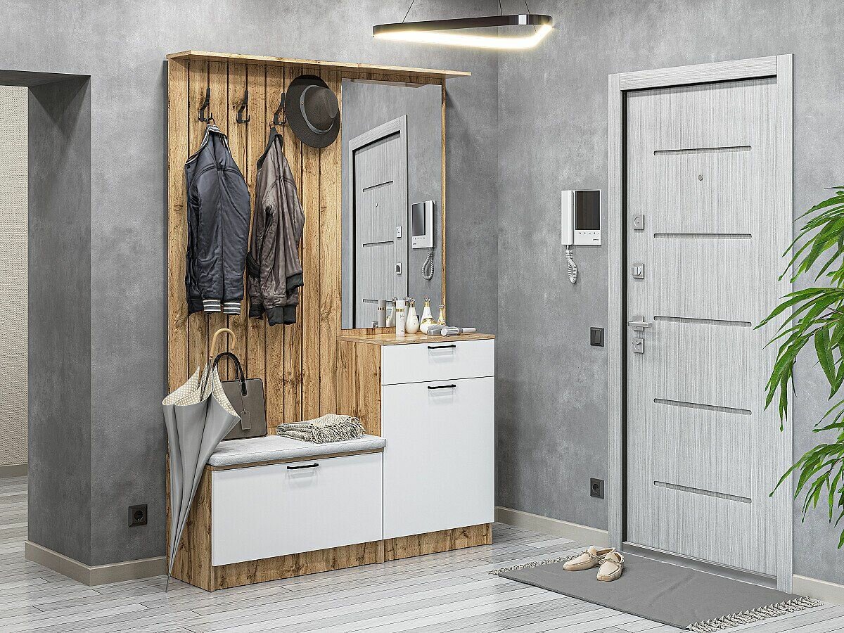 Прихожая Стиль 1400 мм, Белый матовый
