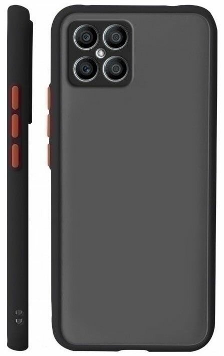 Чехол на Honor X8 4G пластиковый матовый с силиконовой окантовкой чёрный