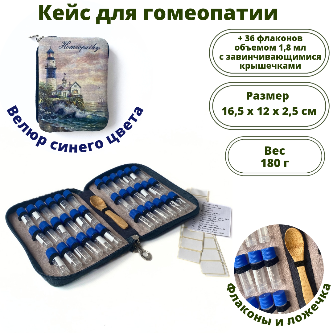 Гомеопатическая аптечка, пенал, кейс для хранения гомеопатических препаратов на 36 флаконов объёмом 1,8 мл
