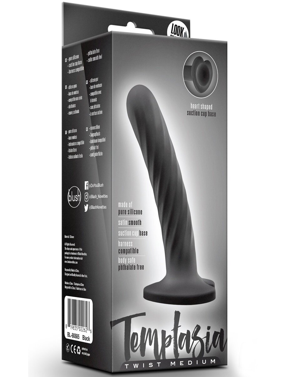 Черный силиконовый фаллоимитатор на присоске "TEMPTASIA TWIST MEDIUM BLACK" 12.5см
