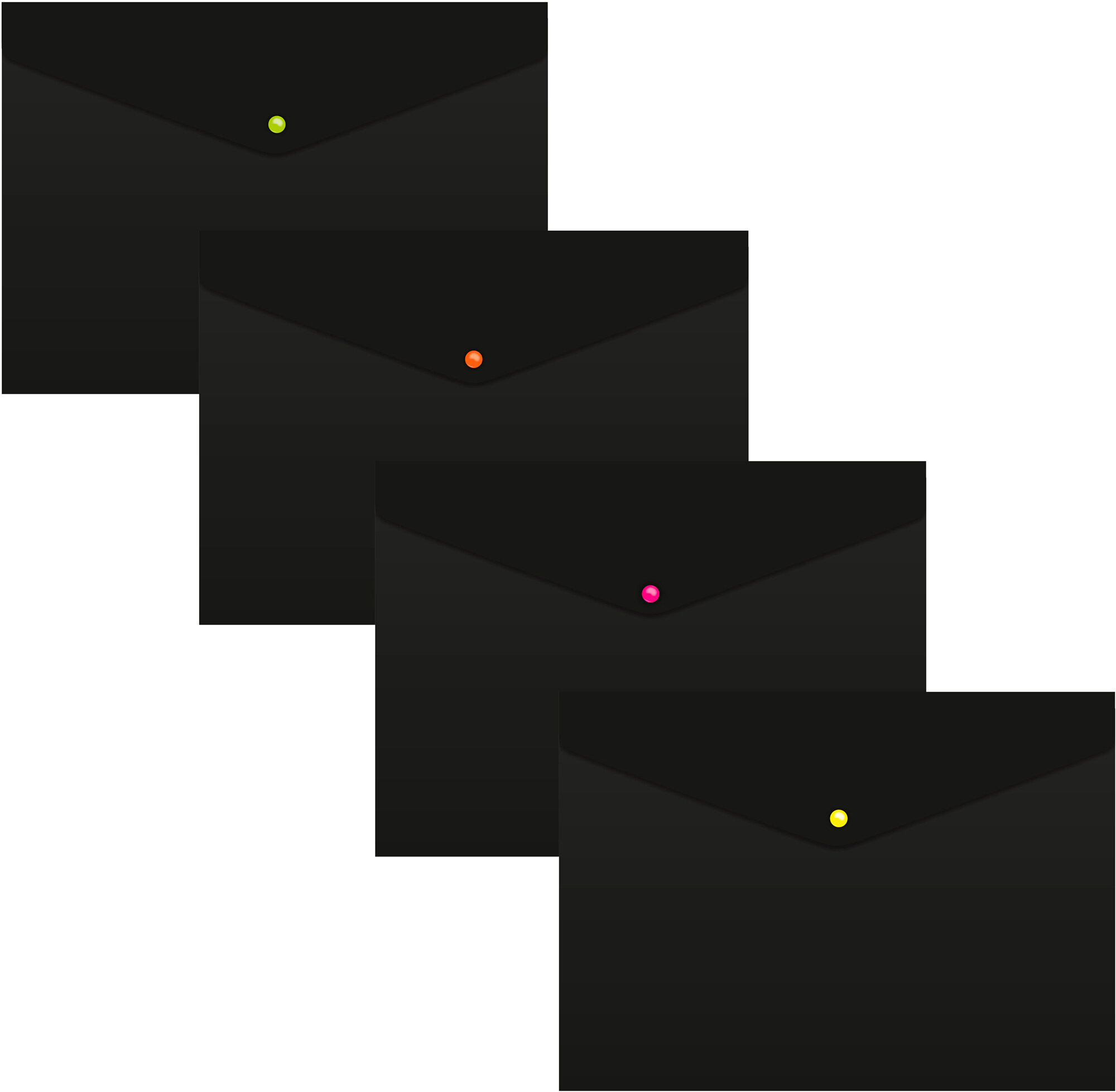 Конверт на кнопке Бюрократ Black Opal BLPK803A4/1 A4 пластик 0.18мм черный (упак:4шт)